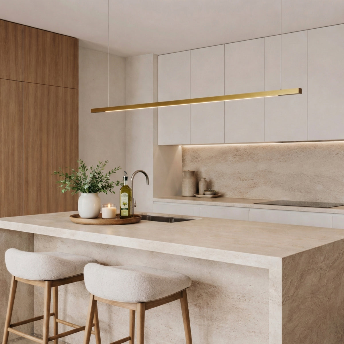 Custom LED Linear Pendant | Brass | Made in NZ by Social Light